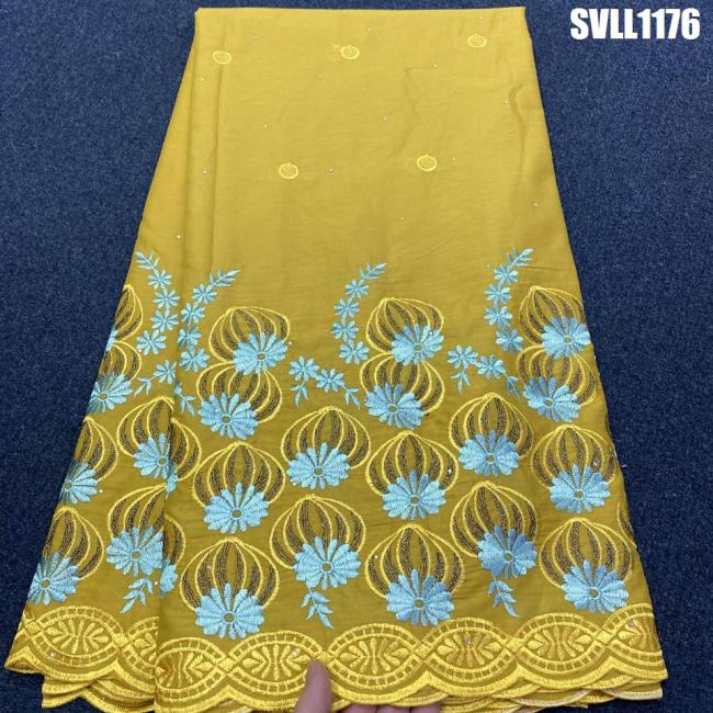 Newest soft high quality 100% cotton fabric embroidered handmade swiss voile lace Nigerian style for women dressing