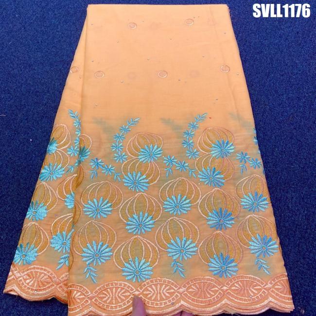 Newest soft high quality 100% cotton fabric embroidered handmade swiss voile lace Nigerian style for women dressing