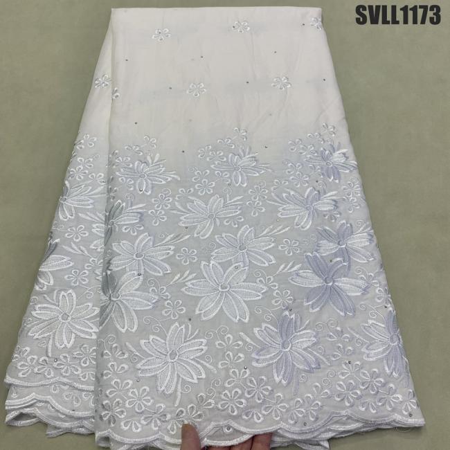 Newest 100% cotton fabric with stones embroidered handmade swiss voile lace soft fabric for women daily dress