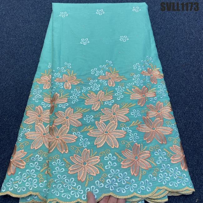 Newest 100% cotton fabric with stones embroidered handmade swiss voile lace soft fabric for women daily dress
