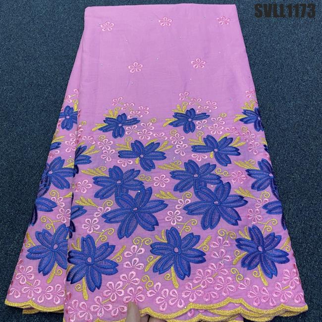 Newest 100% cotton fabric with stones embroidered handmade swiss voile lace soft fabric for women daily dress
