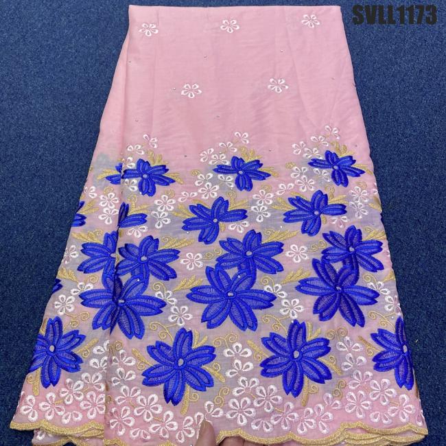 Newest 100% cotton fabric with stones embroidered handmade swiss voile lace soft fabric for women daily dress
