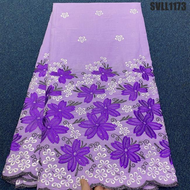 Newest 100% cotton fabric with stones embroidered handmade swiss voile lace soft fabric for women daily dress