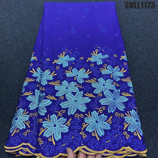 Newest 100% cotton fabric with stones embroidered handmade swiss voile lace soft fabric for women daily dress
