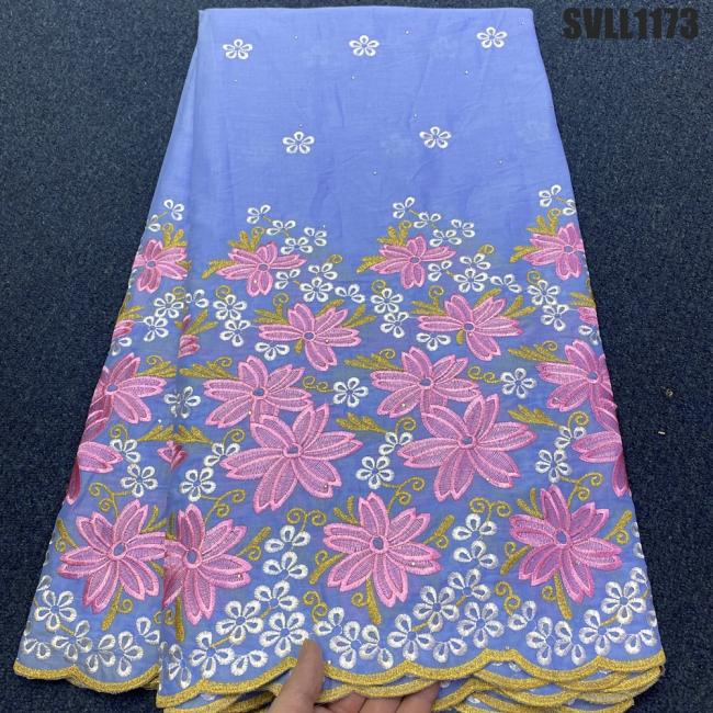 Newest 100% cotton fabric with stones embroidered handmade swiss voile lace soft fabric for women daily dress