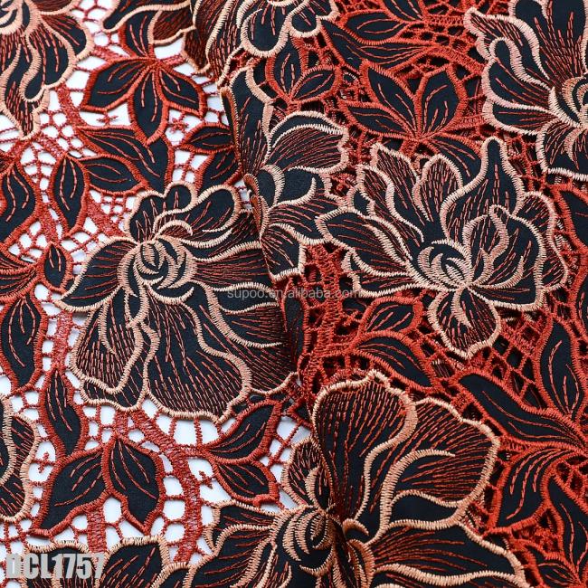fashion fabric african attire soft and nice silk african design for lady bridal lace wedding dress embroidery indones