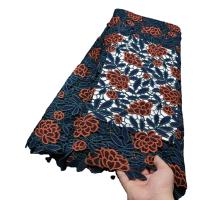 Quality Supoo In Stock African Nigeria Cord Embroidered Lace Navy Blue Guipure Lace manufacturer