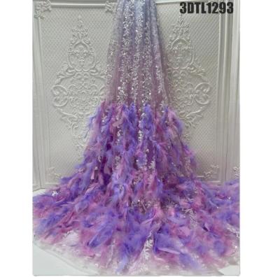 China Supoo Sequins Beaded lace Feather 3d Lace Top quality lace fabric for sale