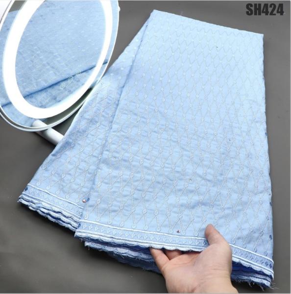 Quality Supoo White African Polish Cotton Lace Voile Fabric Swiss High Quality 100% for sale