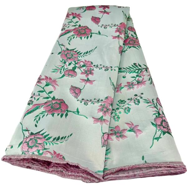 Quality mint green 100% cotton lady dress brocade jacquard fabric for party and wedding for sale