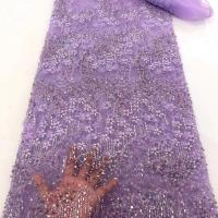 Quality Luxury indian embroidery lace handmade beaded bridal voile lace fabric Bead manufacturer