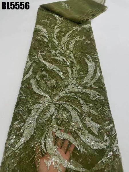 Quality Latest fashionable aso ebi beaded lace wedding dress with shiny beaded Europe for sale