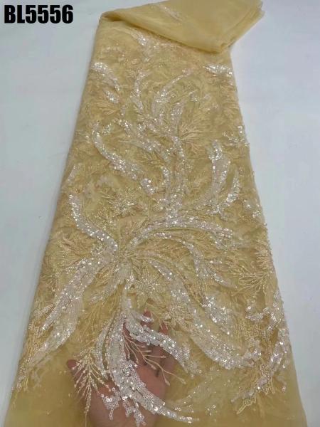 Quality Latest fashionable aso ebi beaded lace wedding dress with shiny beaded Europe for sale