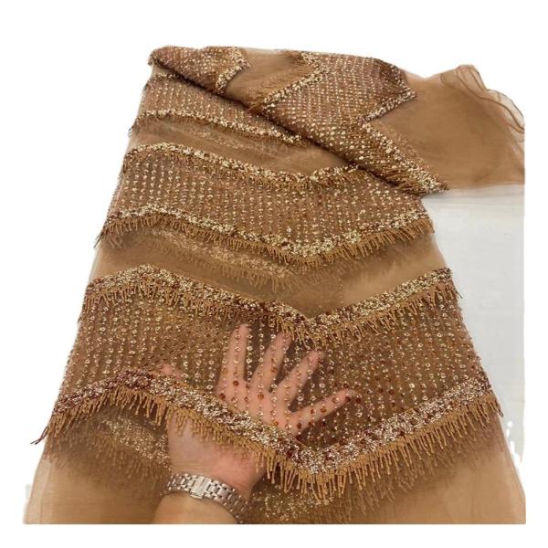 Quality 2023 Hot Sale Good Price handmade beaded lace embroidery african lace fabric for sale