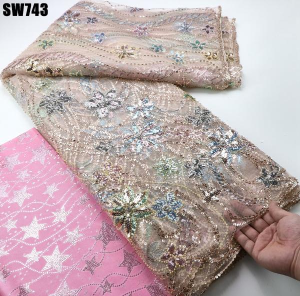 Quality 2023 Austria wedding dress tulle sequins lace African French Lace Fabric women for sale
