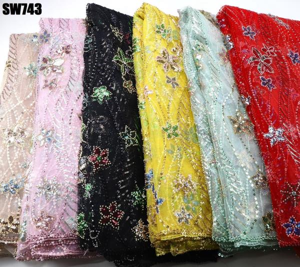 Quality 2023 Austria wedding dress tulle sequins lace African French Lace Fabric women for sale