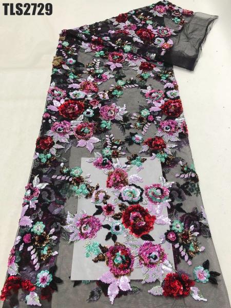 Quality Supoo High quality Mesh Embroidered African Lace Fabric Sequins sequins lace for for sale
