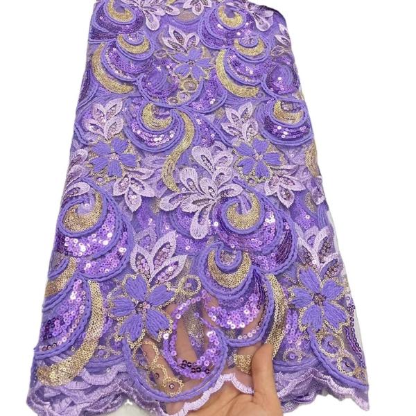 Quality 2023 New style sequins lace african fabric for wedding tulle mesh french white for sale