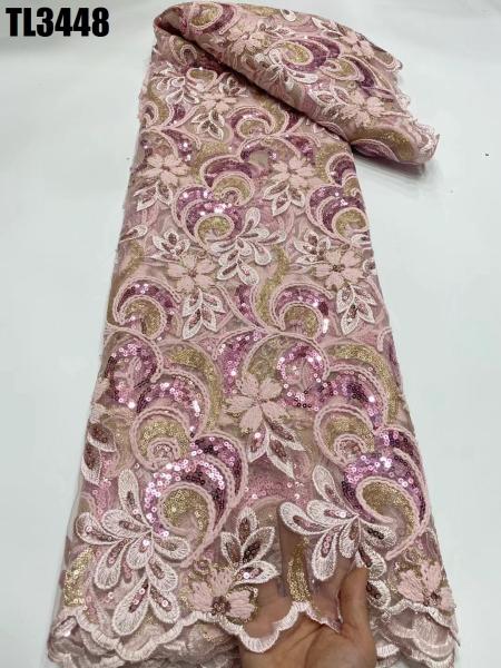 Quality 2023 New style sequins lace african fabric for wedding tulle mesh french white for sale