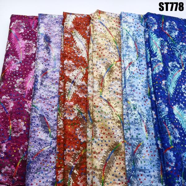 Quality Polyester African Lace Silk Velvet Embroidery Fabric Perfect for Wedding Bridal for sale
