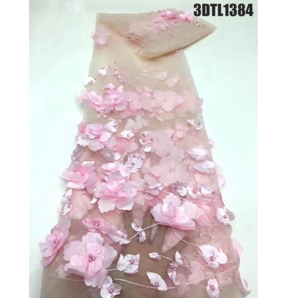 China Polyester / Cotton 3d Flower Lace Applique Embroidered for Wedding 2023 Width 0'' to 7/8 supplier