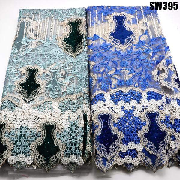 Quality 3D Flower Decoration Embroidery Guipure Mix Tulle Velvet Fabric for Dress from for sale