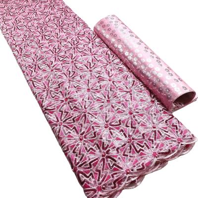 China African Embroidered  Lace Fabrics with Sequins Fabric Nigerian for Women Wedding for sale