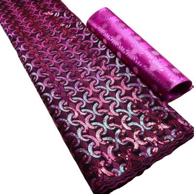 China 51 inchs Width African Luxury French Tulle Sequin Lace Fabric 100% Cotton for sale