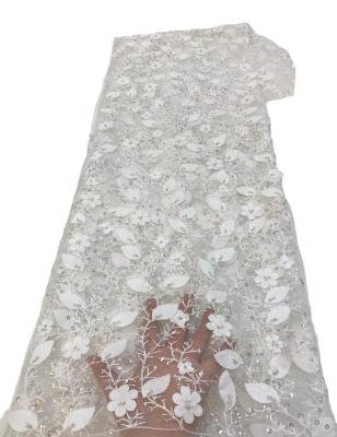 中国 3Dフラワー 100%ポリエステル フランス 蕾丝 メッシュ 3D 花 蕾丝 結婚式のドレス 白い蕾丝 パーティー ツール蕾丝 販売のため