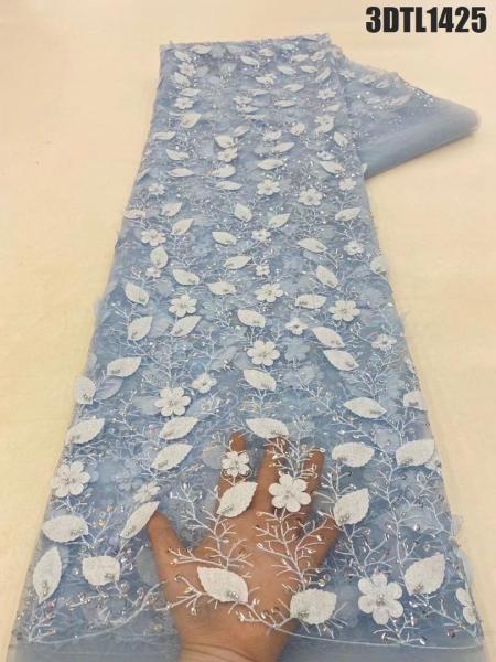 Quality 3D Flower 100% Polyester French Lace Mesh 3D flowers lace for bridal wedding for sale