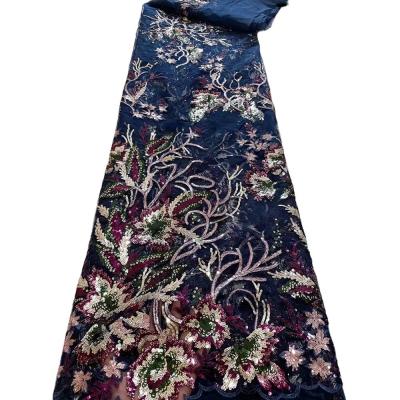 China Luxury Soft Lace Fabric With Sequins 2023 African Design For Senegal Embroidered Luxury Party Dresses Women Clothing for sale