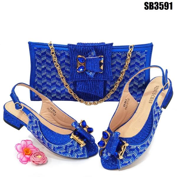 Quality Exquisite African Low Heel Shoes and Bags Set for Women's Party Includes Italian for sale