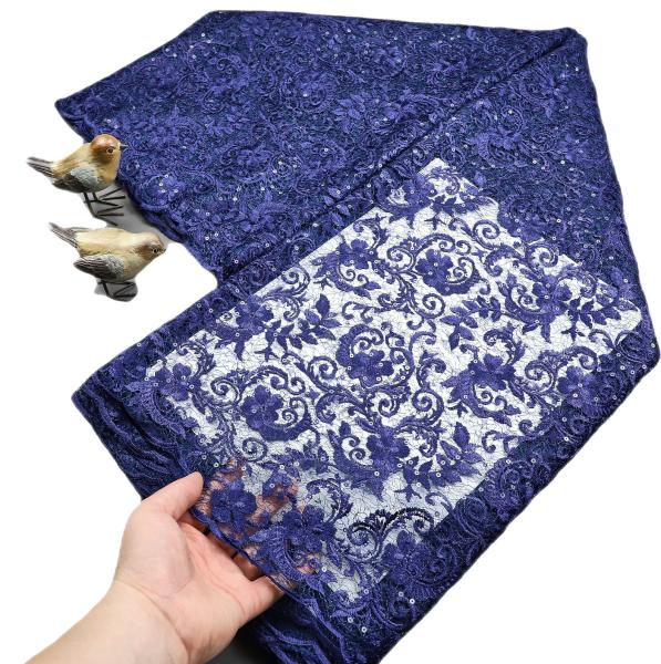 Quality African Chantilly Lace Guipure Lace Mesh Tulle Lace with Glitter Decoration for sale