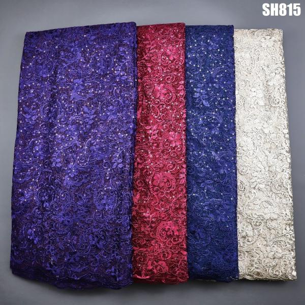 Quality African Chantilly Lace Guipure Lace Mesh Tulle Lace with Glitter Decoration for sale