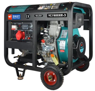 Cina Yuchai Sistema di raffreddamento dell'aria 5kw ATS Generatore diesel portatile 6KVA Oggetti rimovibili per uso domestico tipo aperto YC8800XE/- in vendita