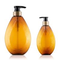 China PET Plastic Liquid Soap Bottles 300ml 520ml Unique Shape with Dispenser Pump for sale