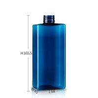 China 400ml PET Plastic Shampoo Bottle Square Shape Translucent Blue 28/410 Neck for sale