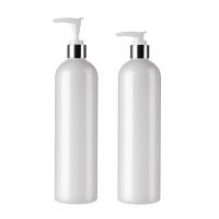 China 16 oz White PET Plastic Shampoo Bottles 480ml with Silver Collar Pump for sale