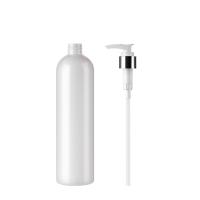 China 16 oz White PET Plastic Shampoo Bottles 480ml with Silver Collar Pump for sale