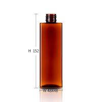 China 260ml Translucent Amber PET Plastic Shampoo Bottles Square Shape 24/410 Neck for Men for sale