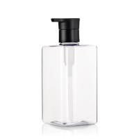 China Square Clear PET Shampoo Bottles 500ml with Pump for Personal Care Packaging for sale