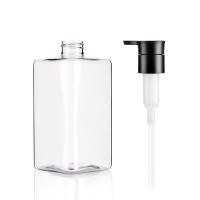 China Square Clear PET Shampoo Bottles 500ml with Pump for Personal Care Packaging for sale