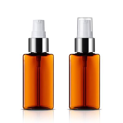 Cina Ambrato Quadrato Piccolo 60 ml PCR PET Bottiglia di lozione di plastica Contenitori cosmetici in vendita