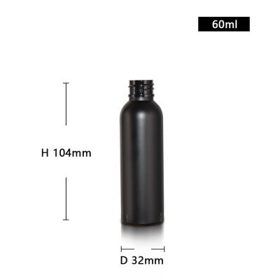 Cina Viaggio 60ml Boston Bottiglia di cura dei capelli rotonda Contenitori di plastica Color nero personalizzato in vendita