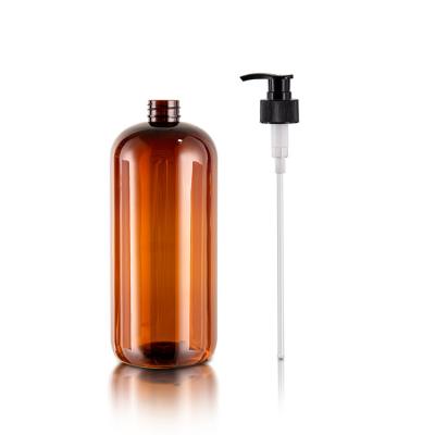 Cina Boston Round Amber Color 1000ml PCR PET Bottiglie di Pompa di Plastica Per Shampoo in vendita