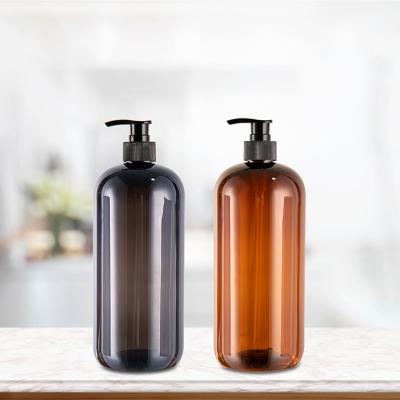 Cina Boston Round Amber Color 1000ml PCR PET Bottiglie di Pompa di Plastica Per Shampoo in vendita