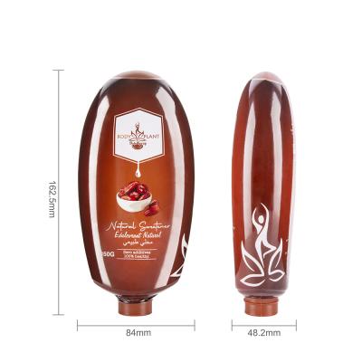 Cina 350 ml bottiglia di spremitura ovale a rovescio con coperchio flessibile per shampoo a crema HDPE in vendita