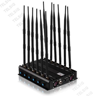 China Desktop 5g Jammer 12 Channel WiFi Signal Blocker For Jamming Cell Phone 2345G GPS Bluetooth Camera Frequency for sale