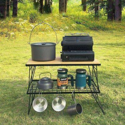 Cina Picnic di bambù di campeggio piegante portatile lungo di piegatura del BARBECUE all'aperto della Tabella della gamba d'acciaio in vendita