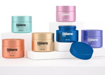 Cina Barattolo cosmetico di vetro porpora 1.7oz 50g Matte Round Smell Proof della crema per il corpo in vendita